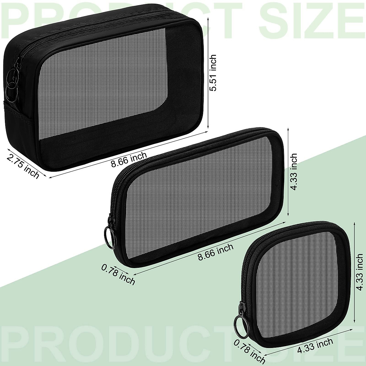 Weewooday 4 Pcs Mesh Makeup Bag Mesh Cosmetic Bag Travel Toiletry Pouch with Zipper Mini Makeup Cosmetic Purse for Daily Accessory (Pink,Small)(Small, Large, Medium,Black)