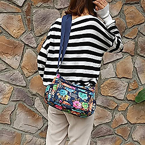 Floral Shoulder Bag Rural Style Fashion Women Bag European and American Style Vintage Bag Lightweight Zippers Messenger Bag (Ayaka)
