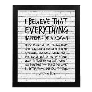 Marilyn Monroe- Everything Happens- Inspirational Wall Art Print, This Retro Wall Decor Print Makes Ideal Wall Art For Living Room Decor, Office Decor & Man Cave Decor. Unframed- 8x10”