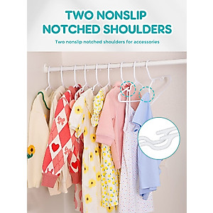 Smartor White Plastic Baby Hangers, Kids Hangers with Dividers, Baby Clothes Hangers for Closet, Cute Baby Hangers for Nursery, Clothing Hangers for Infant, Baby, Kids, Newborn, nursery-60 Pack