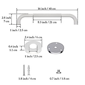 16 Inch Anti Slip Shower Grab Bar Oil Rubbed White, Munzong Bathroom Grab Bar, Knurled Bathroom Balance Bar,Safety Hand Rail Support Handicap Elderly Injury Senior Assist Bath Handle