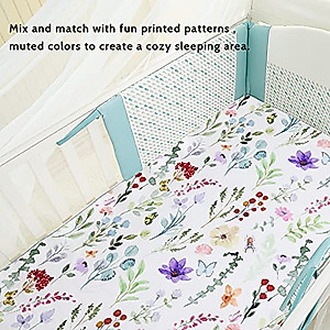 Baby Fitted Crib Sheet Soft and Breathable Polyester for Standard Crib and Toddler Mattresses, White Watercolor Floral, for Boys and Girls