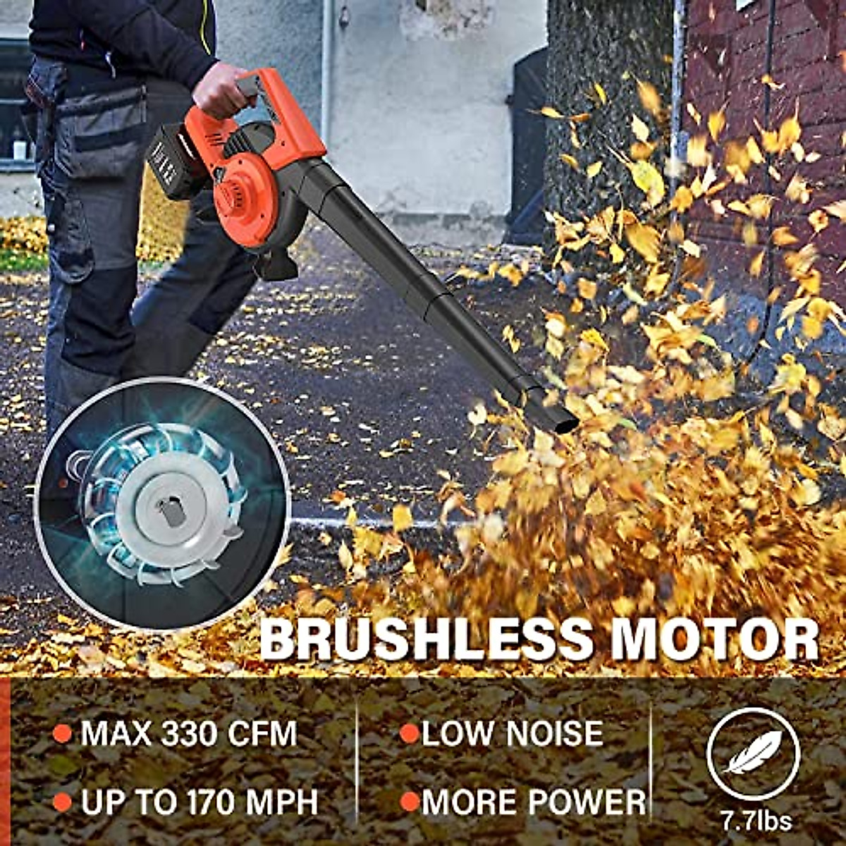MAXLANDER 3 in 1 Cordless Leaf Blower & Vacuum with Bag, Brushless Battery Powered Leaf Vacuum Mulcher 40V 170MPH 330CFM 5 Speeds Leaf Blowers for Lawn Care 2 Pcs 4.0Ah Battery & Charger Included
