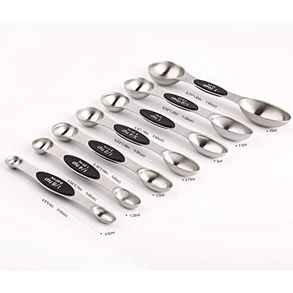 Magnetic Measuring Spoons Set of 7 Stainless Steel Dual Sided Teaspoon Tablespoon for Measuring Dry and Liquid Ingredients