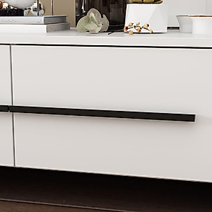 FAMAPY Modern TV Console Extendable Media Console, Adjustable Length, Contemporary Entertainment Center with Drawers and Legs, for Living Room White and Black (95”-133.9”W x 15.2”D x 13.1”H)