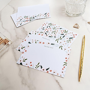 Gooji 4x6 Blossom Floral Thank You Cards with Envelopes 20 Pack, Bohemian Thank You Cards, Bridal Thank You Cards Floral, Girl Scout Thank You Notes, Pink