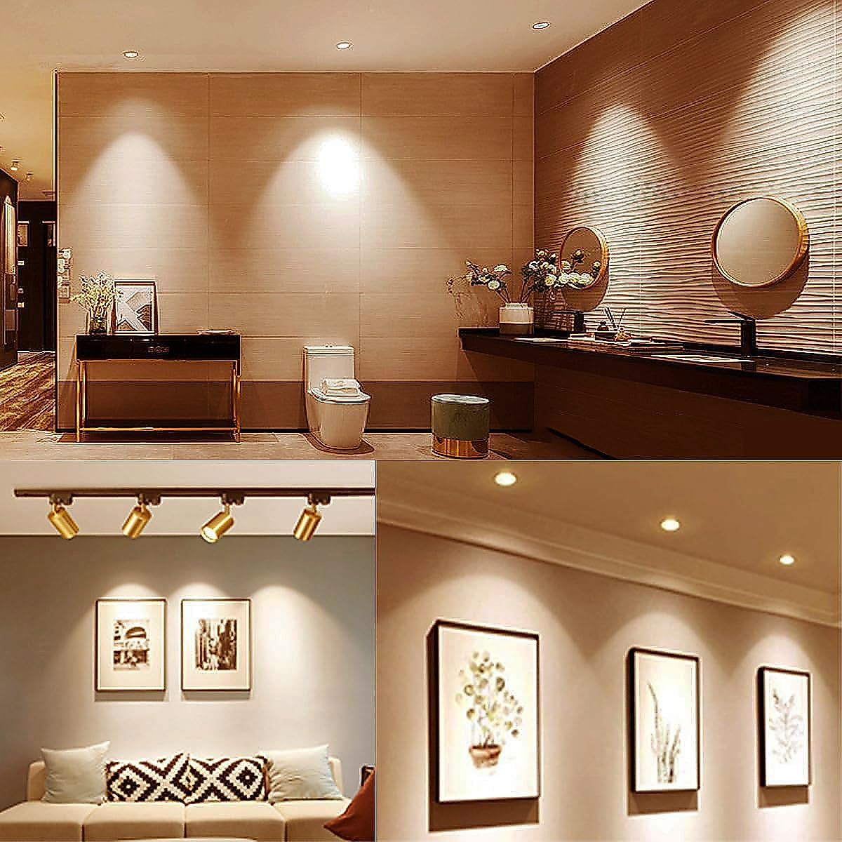 PAR16 LED Bulb Short Neck Recessed Spotlight, 5W (50W Equivalent) Curio Cabinet Light Bulb, 500 Lumens Dimmable China Cabinet Light Bulbs, Small Light Bulbs 2700K Warm White (Pack of 6)