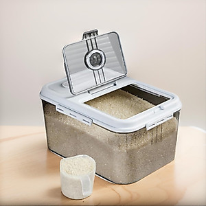 IULAVP Food Storage Containers with Lids：Cereal Storage Container with Measuring Cup, 10lbs Food Storage Containers for Rice, Flour, Sugar, Cereal, Kitchen Storage