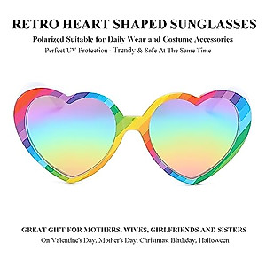 Gleyemor Polarized Heart Shaped Sunglasses for Women Trendy Glasses Fashion Accessories (Rainbow/Rainbow Mirror)