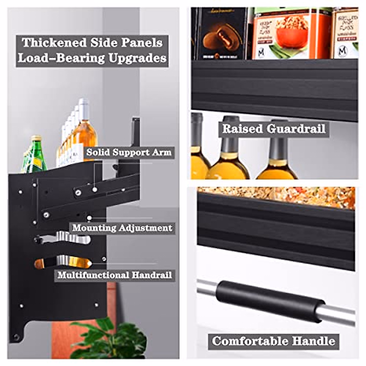 HDHRBH 24 Inch Pull Down Shelf,Pull Down Shelf Cabinet Organizer,Kitchen Cabinet Pull Down Shelf,Convenient Heavy-Duty 2-Tier Wall Pull Down Shelf ,High Cabinet Pull Down Shelf