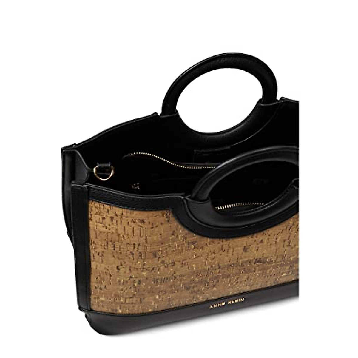 Anne Klein Rounded top Handle Satchel, Black/Cork