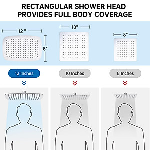 G-Promise All Metal 12 Inch Shower Head with Massage Mode Handheld, Rain Shower Head with Handheld Spray Combo, 3-Way Diverter with Pause Setting, 11 Inch Adjustable Extension Arm (Chrome)
