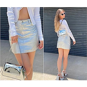 Metallic Clutch Purses for Women Evening Bag Silver Purse Y2k Sparkly Hobo Crossbody bag Shoulder Bag Tote Handbags