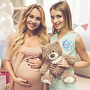 Ecation Keeper Of The Gender Button Gender Reveal Party Favors Boy or Girl Button Pins Baby Feet Light Blue and Pink Grosgrain Ribbon Pins for Baby Shower Party Celebration Party Supplies