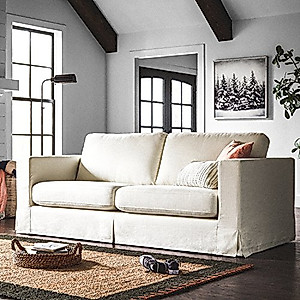 Amazon Brand – Stone & Beam Bryant Modern Sofa Couch with Slipcover, 85.1"W, Optic White