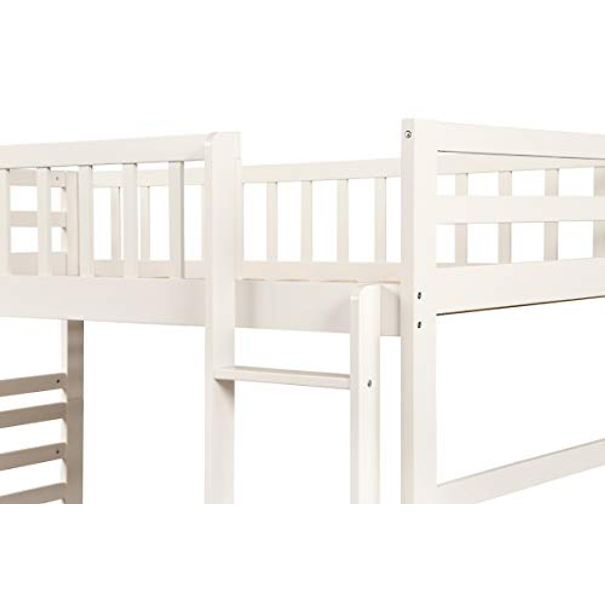 MERITLINE Twin Over Twin Bunk Bed for Kids,Detachable Wood Twin Bunk Bed Frame with Trundle,White