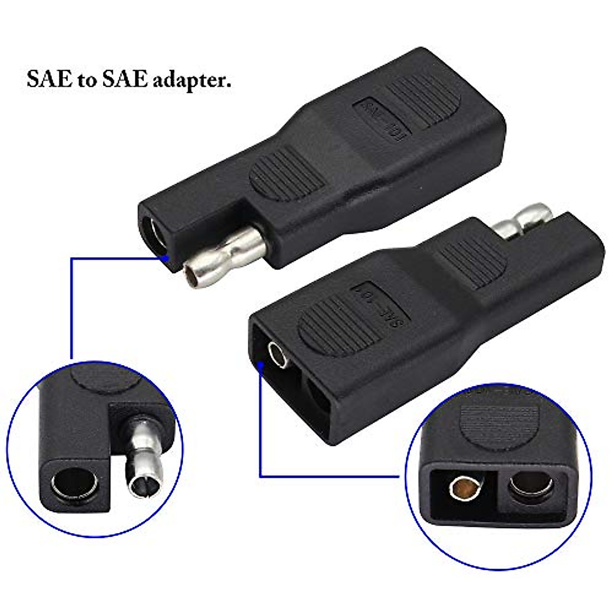 zdyCGTime SAE to SAE Polarity Reverse Adapter 2Pin SAE Connector Extension Solar Panel Power SAE Male to Female Plug Adapter Connectors,for Quick Disconnect Extension Cable(4Pack)
