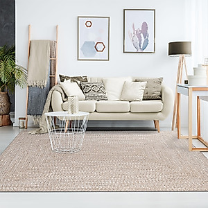 Superior Indoor/Outdoor Area Rug, Dual-Tone Reversible Braided Floor Decor for Patio, Front Porch, Entryway, Living Room, Office, Nursery, Artistic Home, 6' x 9', Latte-White