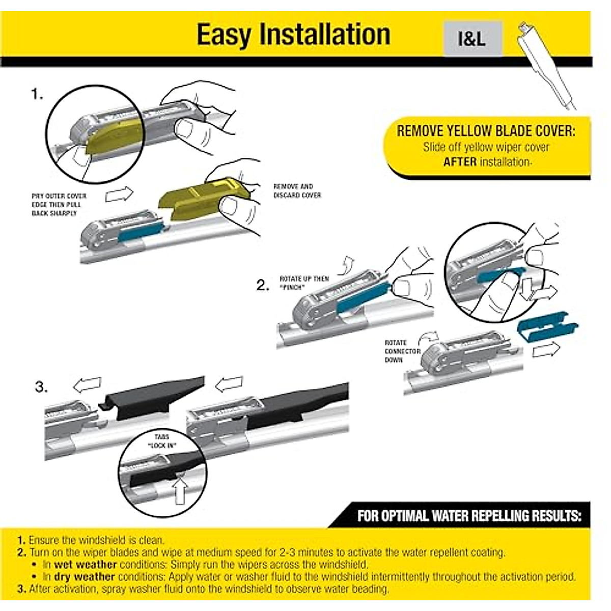 Rain-X 5079283-2 Latitude 2-In-1 Water Repellent Wiper Blades, 17 Inch Windshield Wipers (Pack Of 1), Automotive Replacement Blades With Patented Repellency Formula