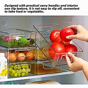 LARAHT Refrigerator Organizer Bins Clear Plastic Food Storage Bin Fruit Yogurt Snacks Storage Container with Handles for Pantry Fridge Countertops Cabinets