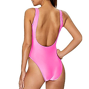 MUZHI The Party Retro 80s/90s Inspired High Cut Low Back Padding One Piece Swimwear Baby Pink Small