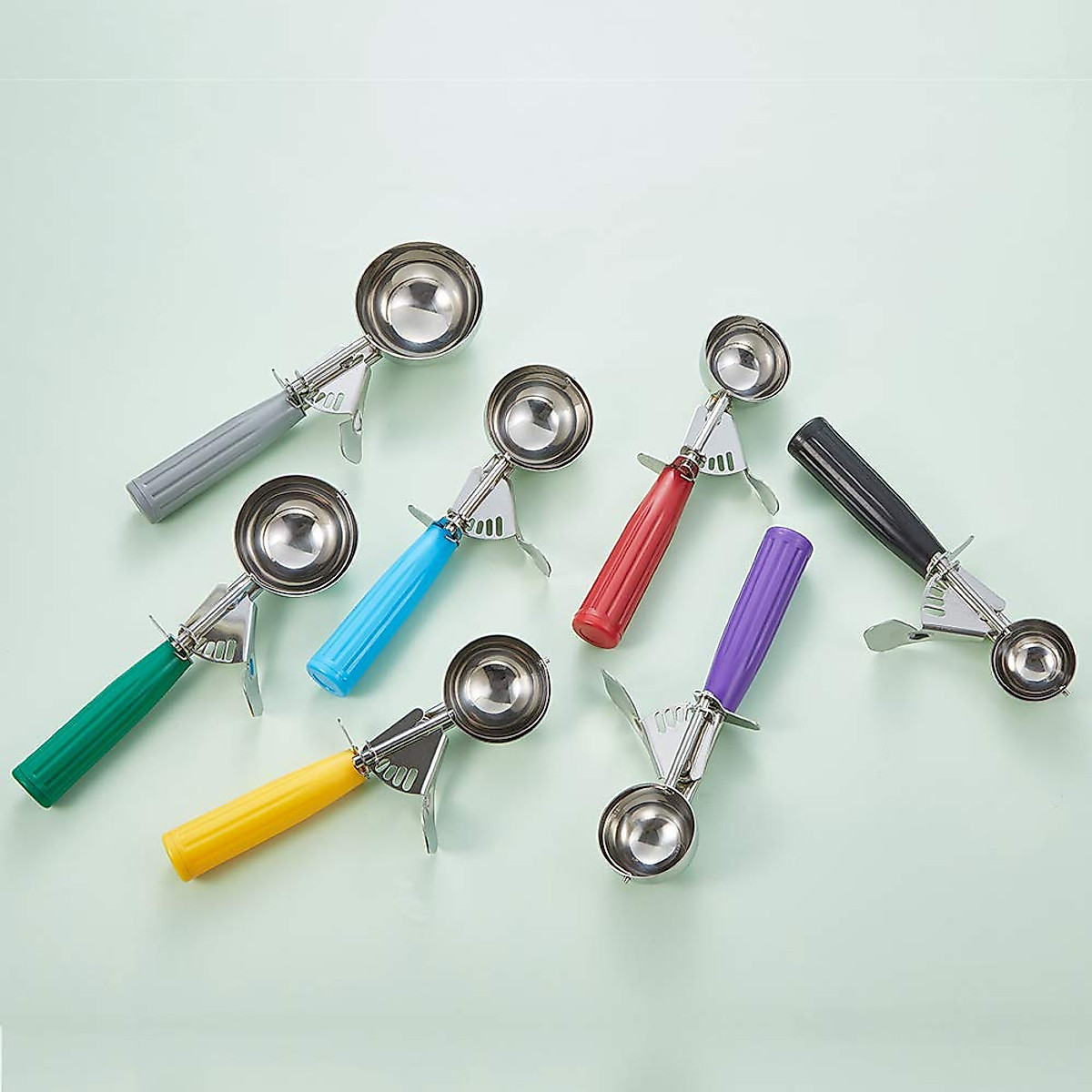 Portion Scoop - #16 (2 oz) - Disher, Cookie Scoop, Food Scoop - Portion Control - 18/8 Stainless Steel, Blue Handle