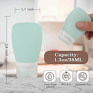 Ksooly 4-Pack 1.3Oz. Squeeze Salad Dressing Bottles with Cleaning Brush | Small Salad Dressing Container to Go | Portable Sauce Bottle Condiment Bottles | Food-grade Silicone, BPA Free