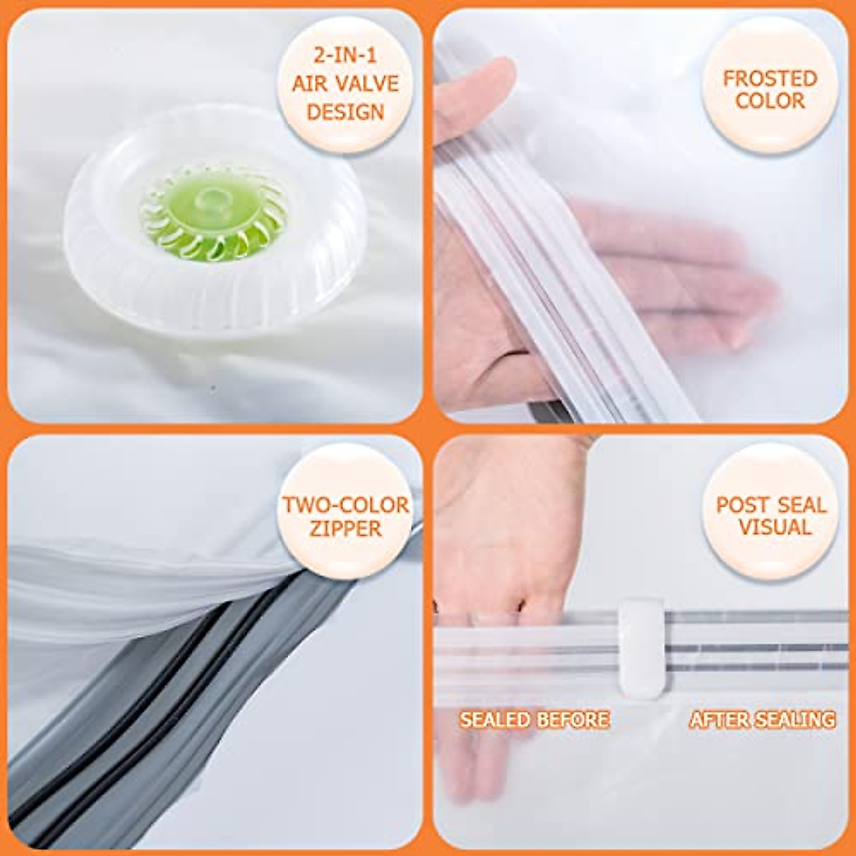 Space Saver Vacuum Storage Bags Jumbo 4 Pack large Vacuum Storage Bags for bedding Reusable Storage Bags Vacuum Sealed with Double Seal for blanket, Comforter, Pillow and Quilt 47x39 Inches