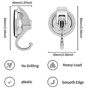 WODMB 1Pc Reusable Heavy-Duty Easy to Install Without Punching Suction Cup Hooks Chrome-Plated Organization Bathroom Shower
