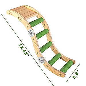 Bird Wooden Ladder Toy, Wood Parrot Bird Perch Climbing Bridge, Easy Assembly Parakeet Toys Bird Cage Accessories for Parakeets, Parrots, Finches