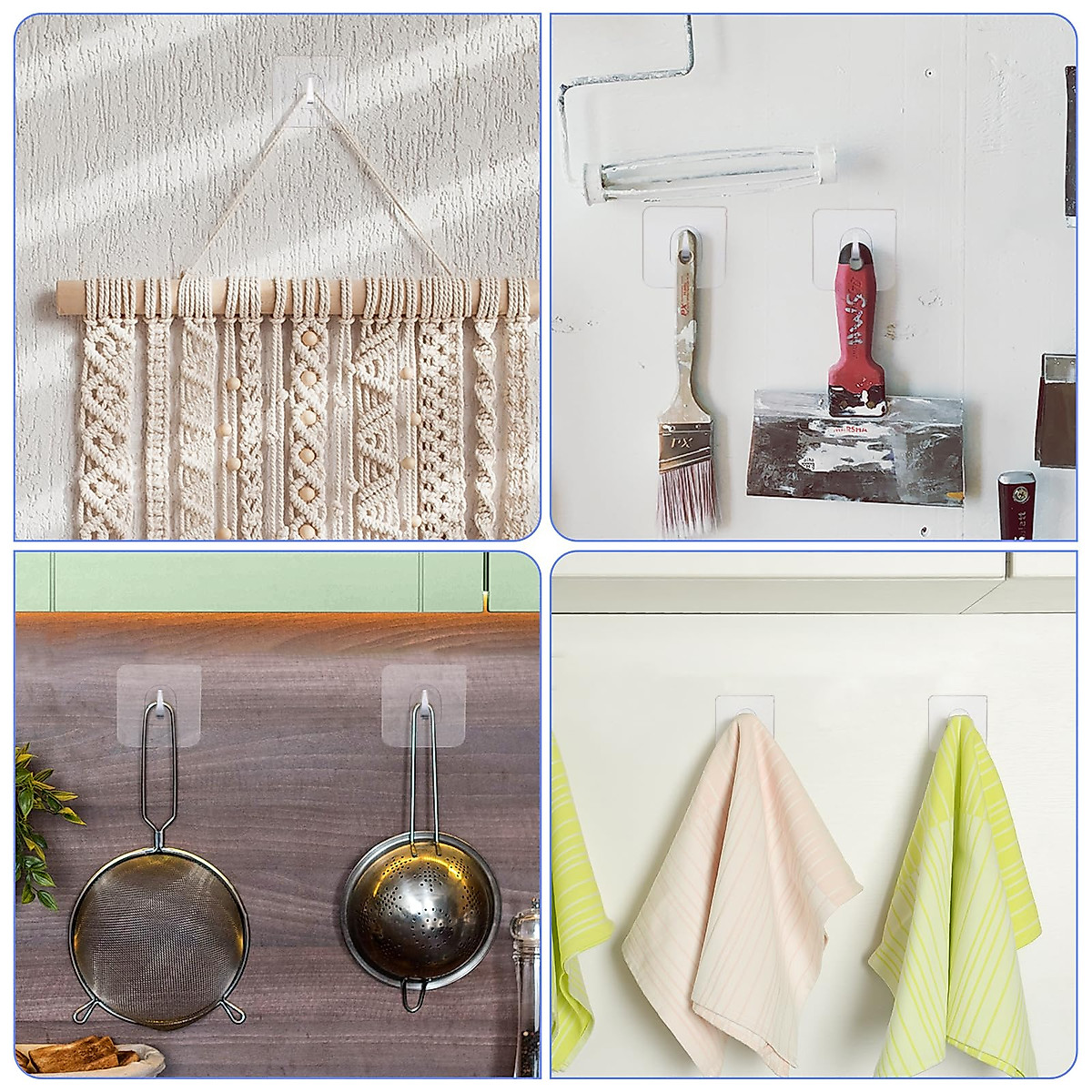 Gjinxi 30PCs Clear Adhesive Wall Hooks for Hanging, Transparent Sticky Hooks for Wall No Damage, Acrylic Self Adhesive Utility Hooks Siding Heavy Duty Hook for Kitchen Bathroom Shower Bedroom Office