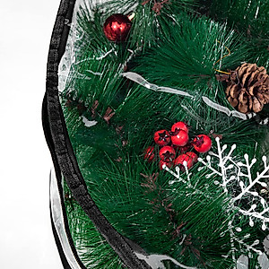 foci cozi 2-Pack Christmas Wreath Storage Container 24'', Clear Wreath Storage Bags with Dual Zippers for Xmas Seasonal Thanksgiving Holiday Artificial Wreath Storage