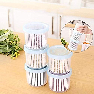 ZJGY 4 Pcs Stackable Double Layer Vegetables Sealed Keeper, Vegetable Storage Box with Filter,Drain Fresh Box,refrigerator Food Fresh Box with Drain Basket
