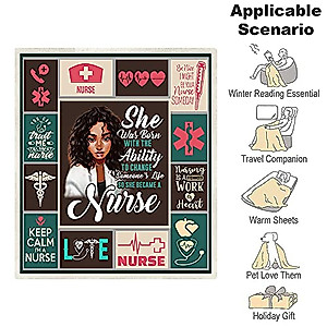 Nurse Gifts Soft Nurse Blanket Microfiber Plush Sherpa Gifts for Women Nurses Girl Warm Cozy Fuzzy Throw Blankets for Couch Bed Room (51'' x59''(130cmx150cm)