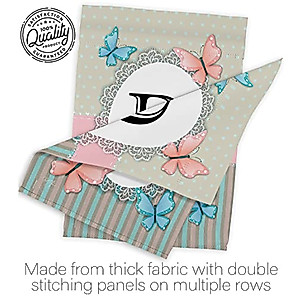 Breeze Decor D Initial Garden Flag Set Wall Hanger Monogram Friends Bugs & Frogs Butterfly Ladybugs Dragonfly Bee Springtime Insect Natural Wildlife House Yard Gift Double-Sided, Made in USA