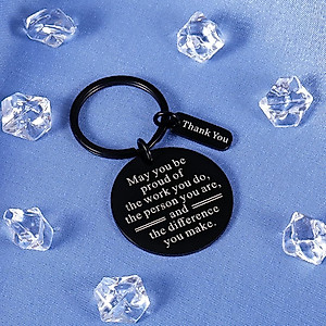 Lucullan Lepole Keychain - Thank You Gifts for Coworkers & Employees - Valentine & Farewell Gifts for Women & Men - Engraved Stainless Steel Keychain with Sentimental Quotes - Black