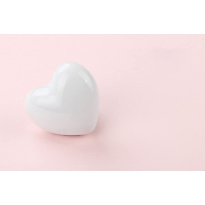 HUAMULAN 15PCS Glossy Ceramic Knobs Heart Shape Cabinet Dresser Pulls Door Handles Cupboard Wardrobe Drawer,White