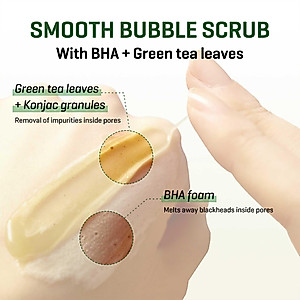 SOME BY MI Bye Bye Blackhead 30 Days Miracle Green Tea Tox Bubble Cleanser - 4.23 Oz, 120g - Korean Face Wash for Removing Blackhead - Daily Pore Minimizer for Face Skin Texture - Korean Skin Care