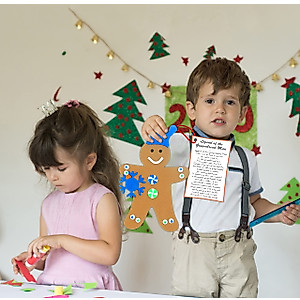 4E's Novelty Legend of Gingerbread Man Ornament Craft - 12 Pack Bulk Foam Christmas Ornaments Set, Ages 3-12, Self-Adhesive, DIY Ornaments for Christmas Tree, Classroom Art Project