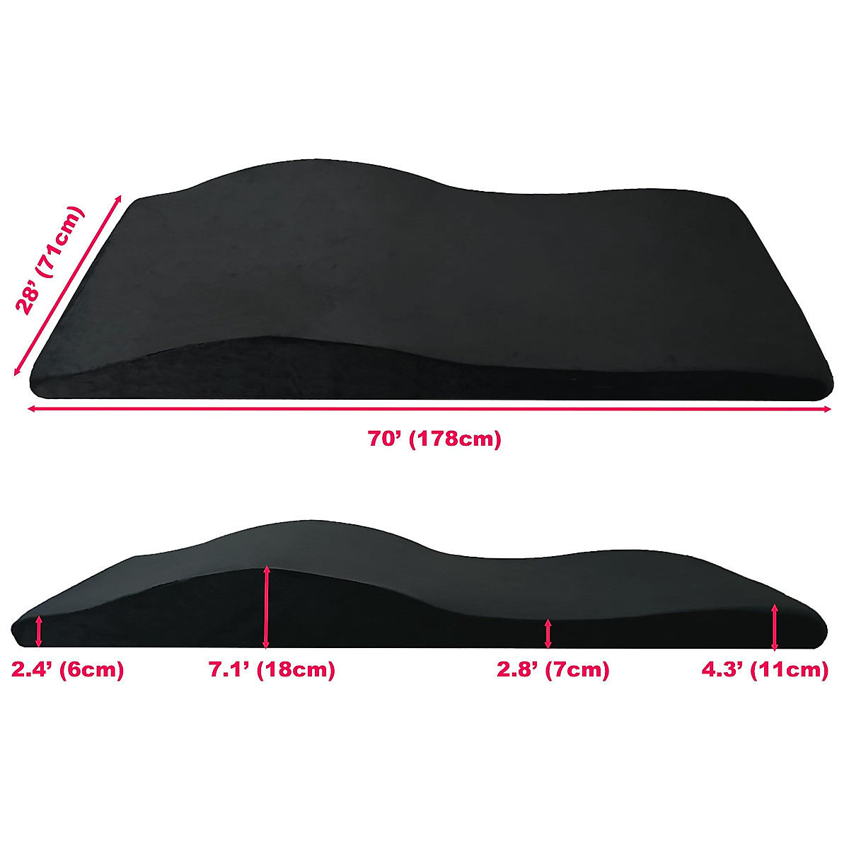 XOLLOZ | Curved Mattress (28 in) + Pillow | Curved Memory Foam Lash Bed Pillow With Neck And Back Support | Curvy High Density Massage Bed Topper with Soft Touch Short Plush and Egonomic Design