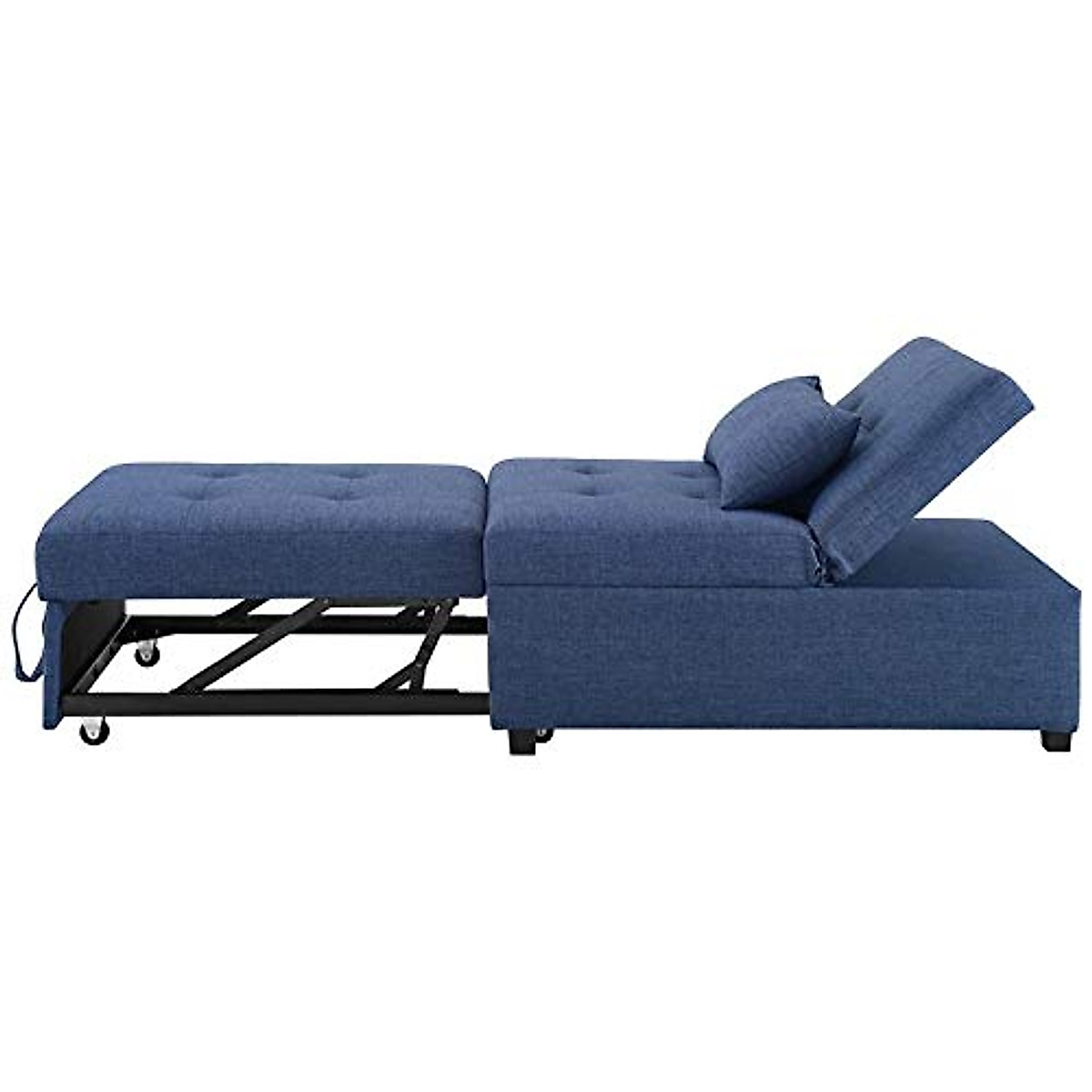 Pemberly Row Transitional Upholstered Convertible Sofa Bed in Blue