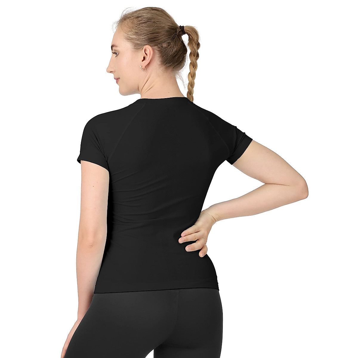 MathCat Workout Shirts for Women,Workout Tops for Women Short Sleeve,Yoga T Shirts for Women,Breathable Athletic Gym Shirts Black