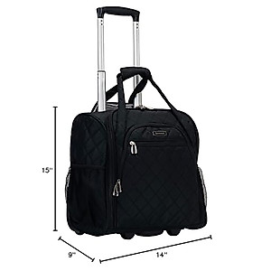 Rockland Melrose Upright Wheeled Underseater Carry-On Luggage, Black, 15-Inch