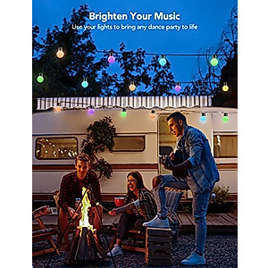 Govee Outdoor String Lights, 50ft G40 RGBIC Warm White String Lights with 25 Dimmable LED Bulbs, IP65 Waterproof Outdoor Lights with App Control for Balcony, Garden, Patio, Party