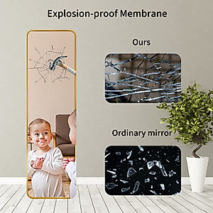 Giftgarden 47"x14" Gold Full Length Mirror Aluminum Framed, Modern Long Wall Mirror Tall Full-Body, Wall Mounted or Over The Door Hanging for Bedroom Closet Bathroom, Golden