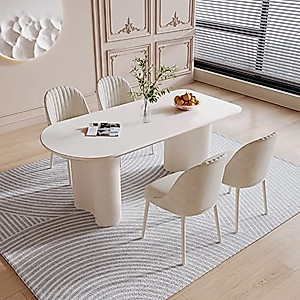 GraceNook White Oval Dining Table,70" Large Dining Room Table, Modern Dining Table for 4 or 6 or 8 Person, for Living Room, Bedroom, Dining Room, Kitchen