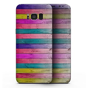Design Skinz Design Skinz Vibrant Neon Colored Wood Strips Full-Body Wrap Decal Skin-Kit for The Galaxy S9 Plus