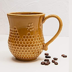 Bee&Honeycomb Design Ceramic Coffee Mug Tea Cup-Brown
