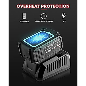 SILVEL Impact Wrench, Cordless Impact Wrench 1/2 inch, Brushless 1/2 Inch Impact Gun, 370 Ft-lbs Max Torque(500N.m), 21V Li-ion Battery, 6Pcs Sockets, Electric Impact Driver