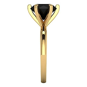 3 ct Round Cut Solitaire Natural Black Onyx Excellent Engagement Bridal Promise Anniversary Ring 18K Yellow Gold Size 5.75